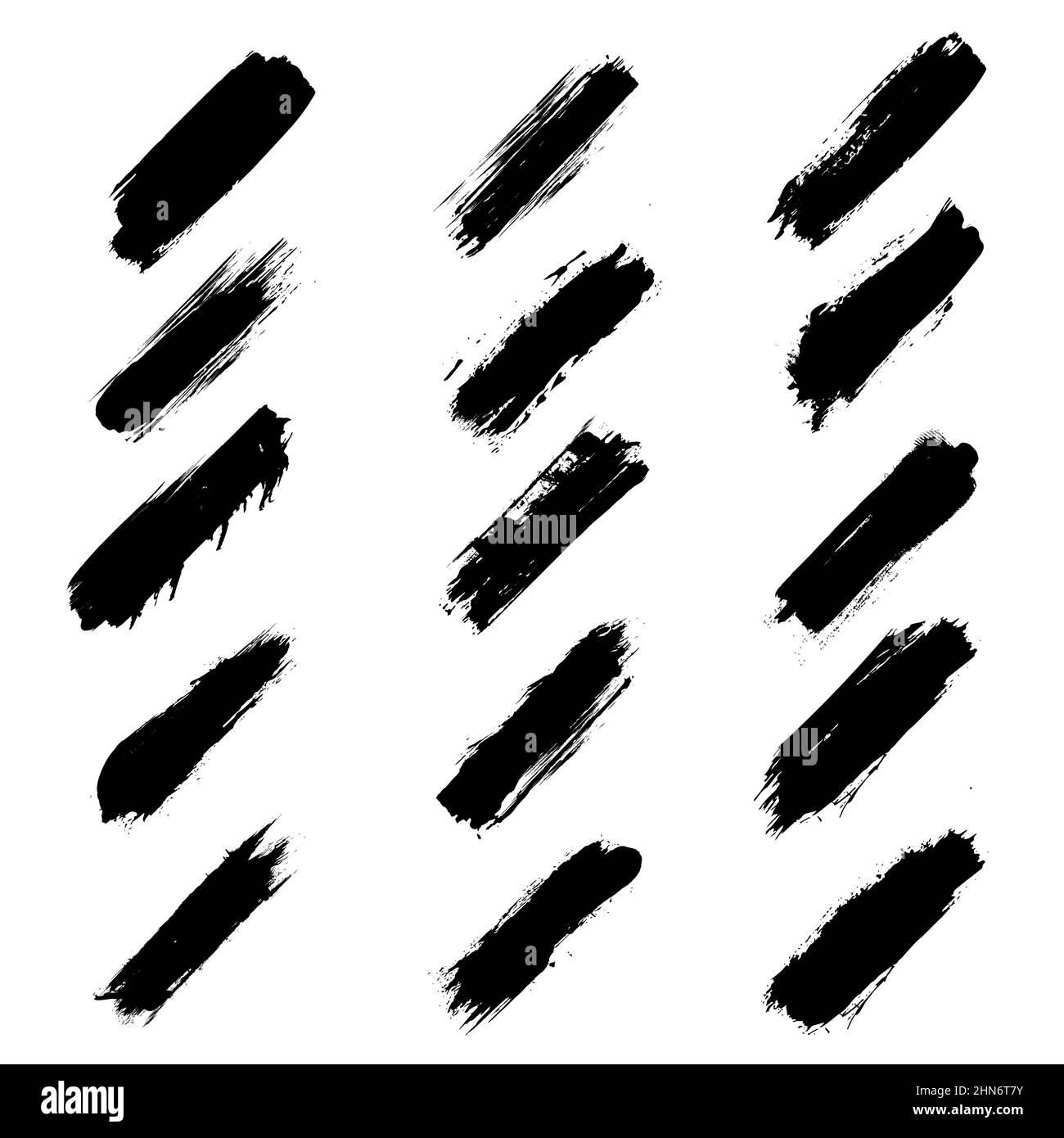Set of black grunge paintbrush elements. Vector illustration. Brush ...
