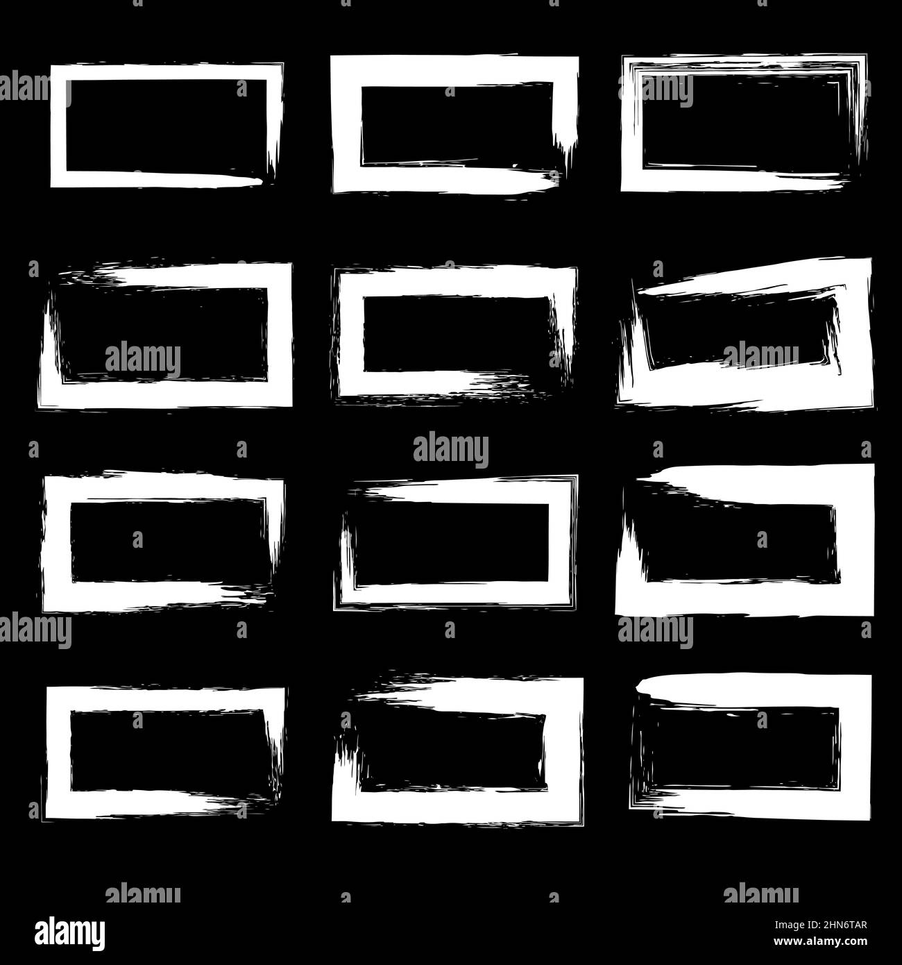 Set of white grunge frame elements. Vector illustration. Isolated ...