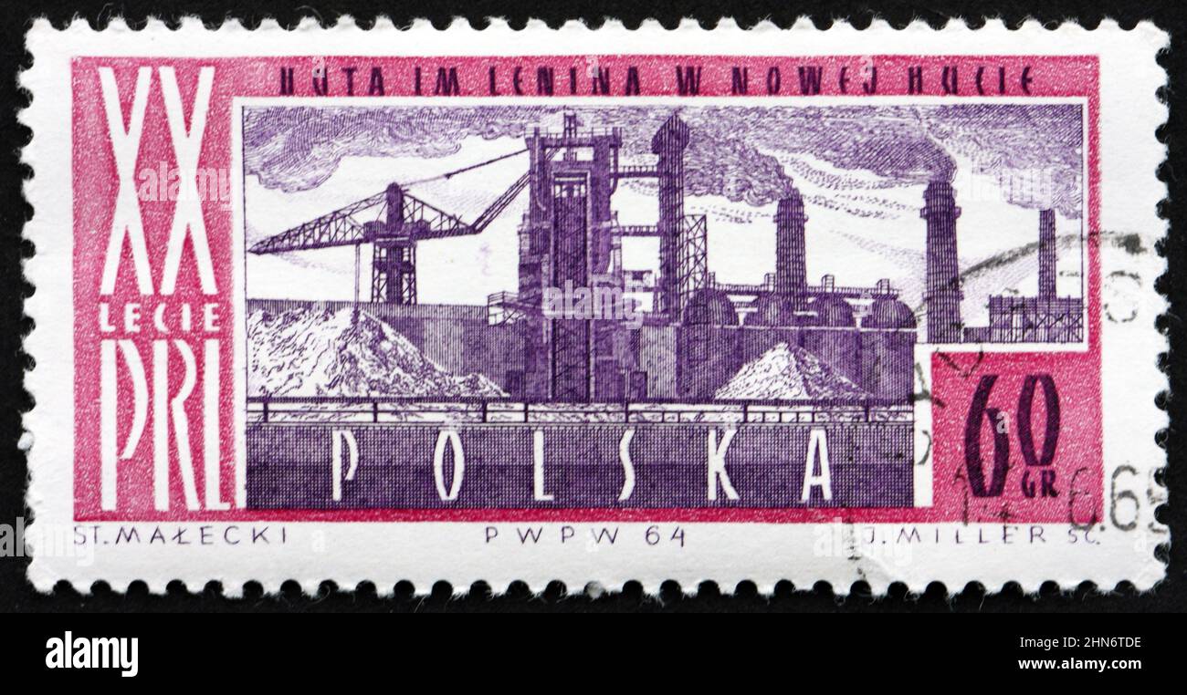 POLAND - CIRCA 1964: a stamp printed in Poland shows Lenin metal works ...