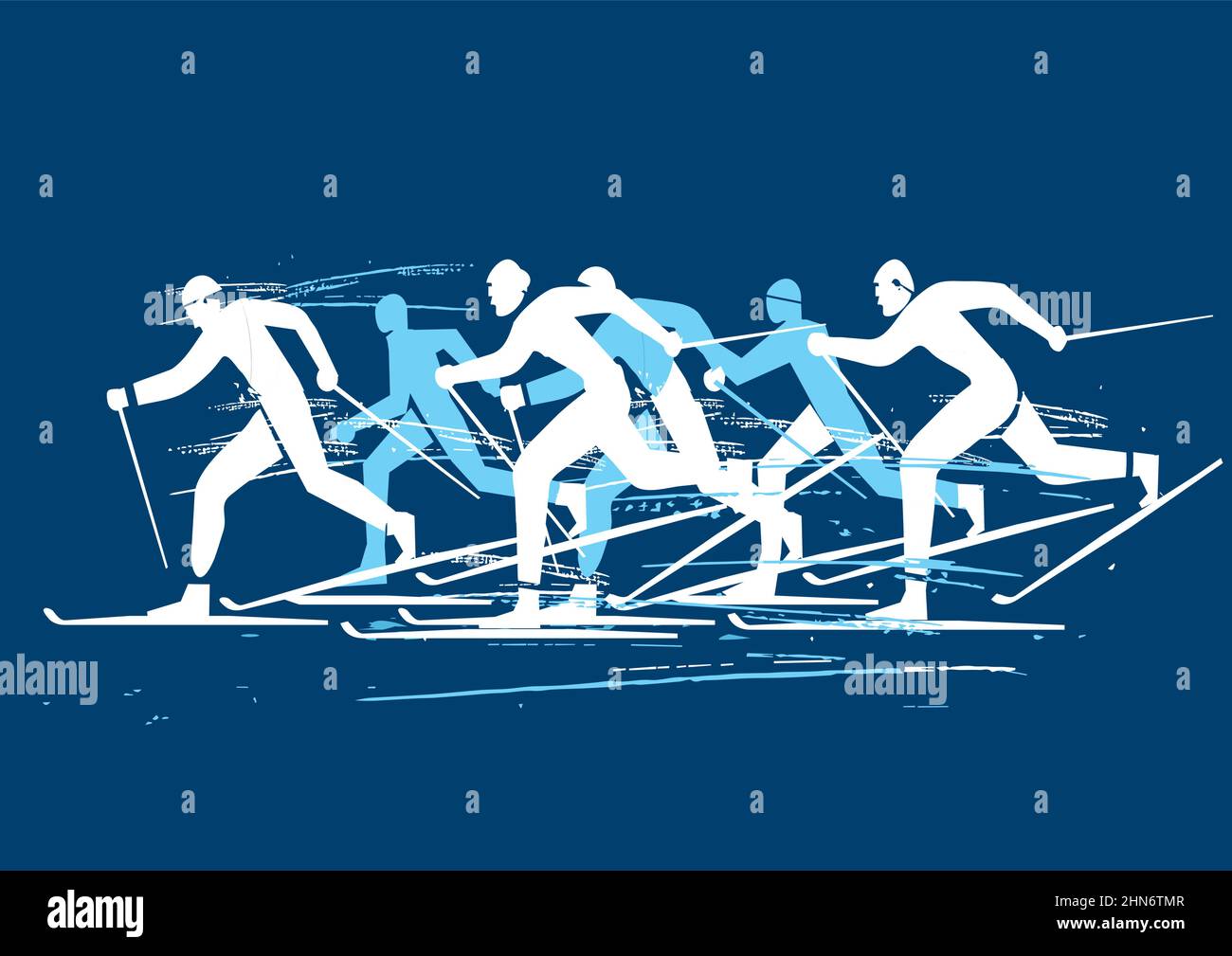 Cross-country skiing competition. Expressive illustration of nordic ...