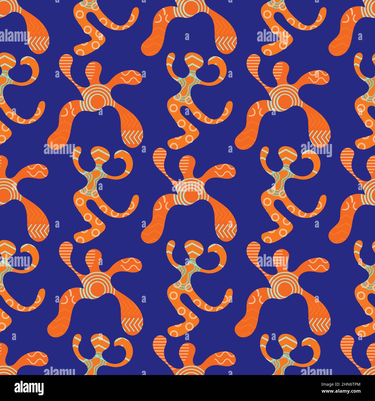 Funky dancing people vector pattern background. Fun backdrop of ...