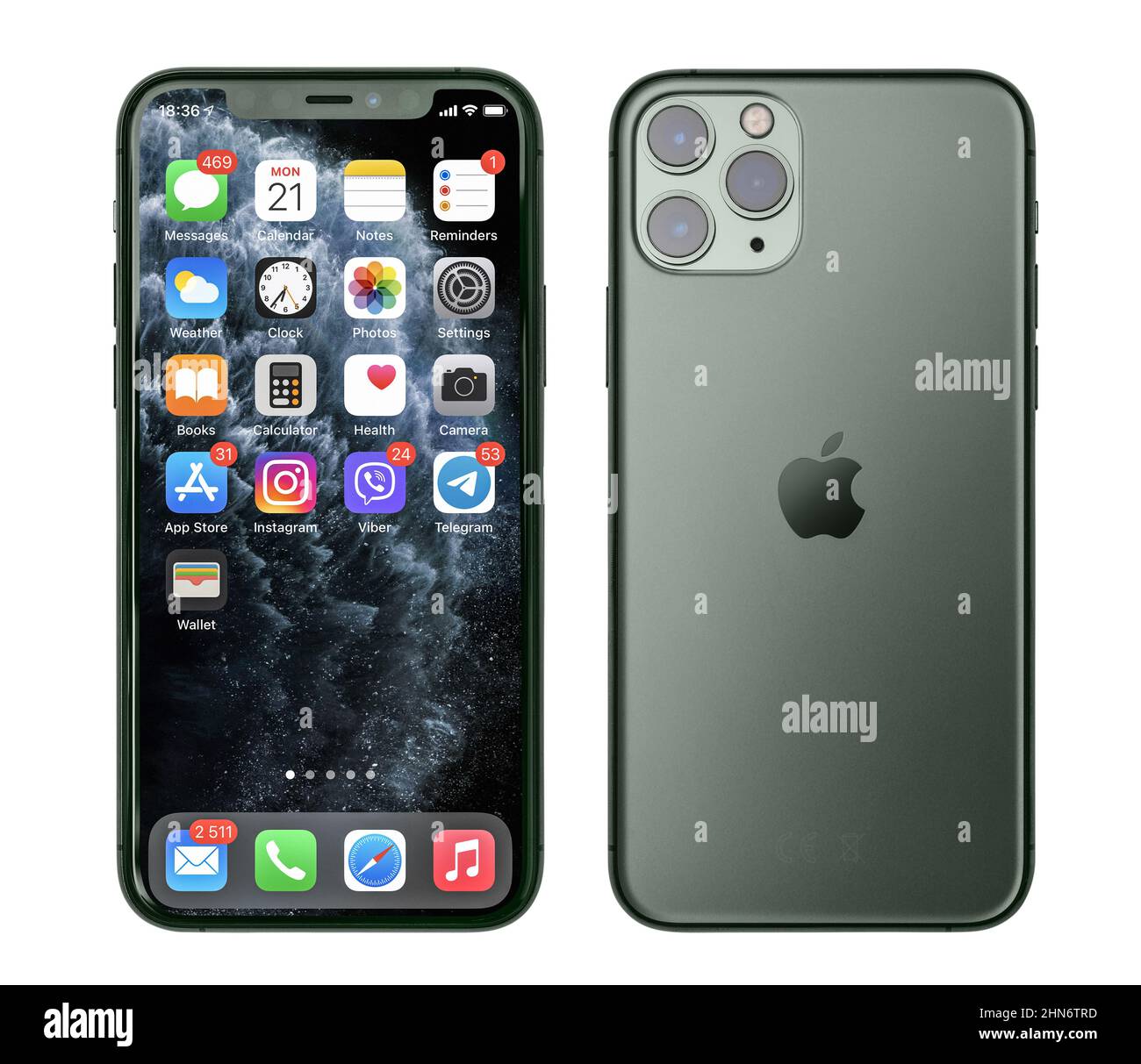 KIEV, UKRAINE - DECEMBER 21, 2020: Front and back view of new Apple ...