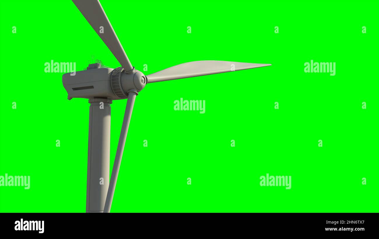 white ecologic windmill on green screen, isolated, fictional ...
