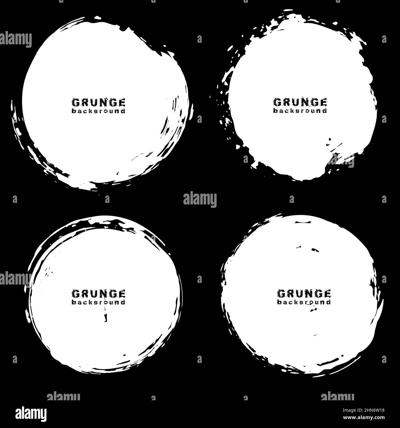 Set of white grunge round shapes. Vector illustration. Isolated ...