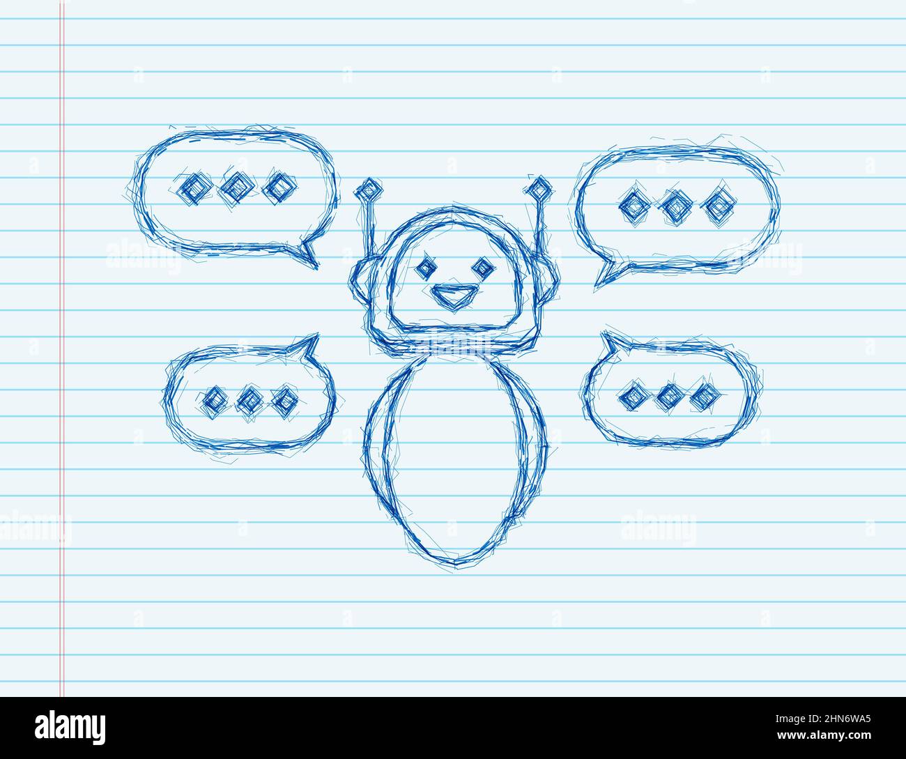 Robot sketch icon. Bot sign design. Chatbot symbol concept. Voice ...