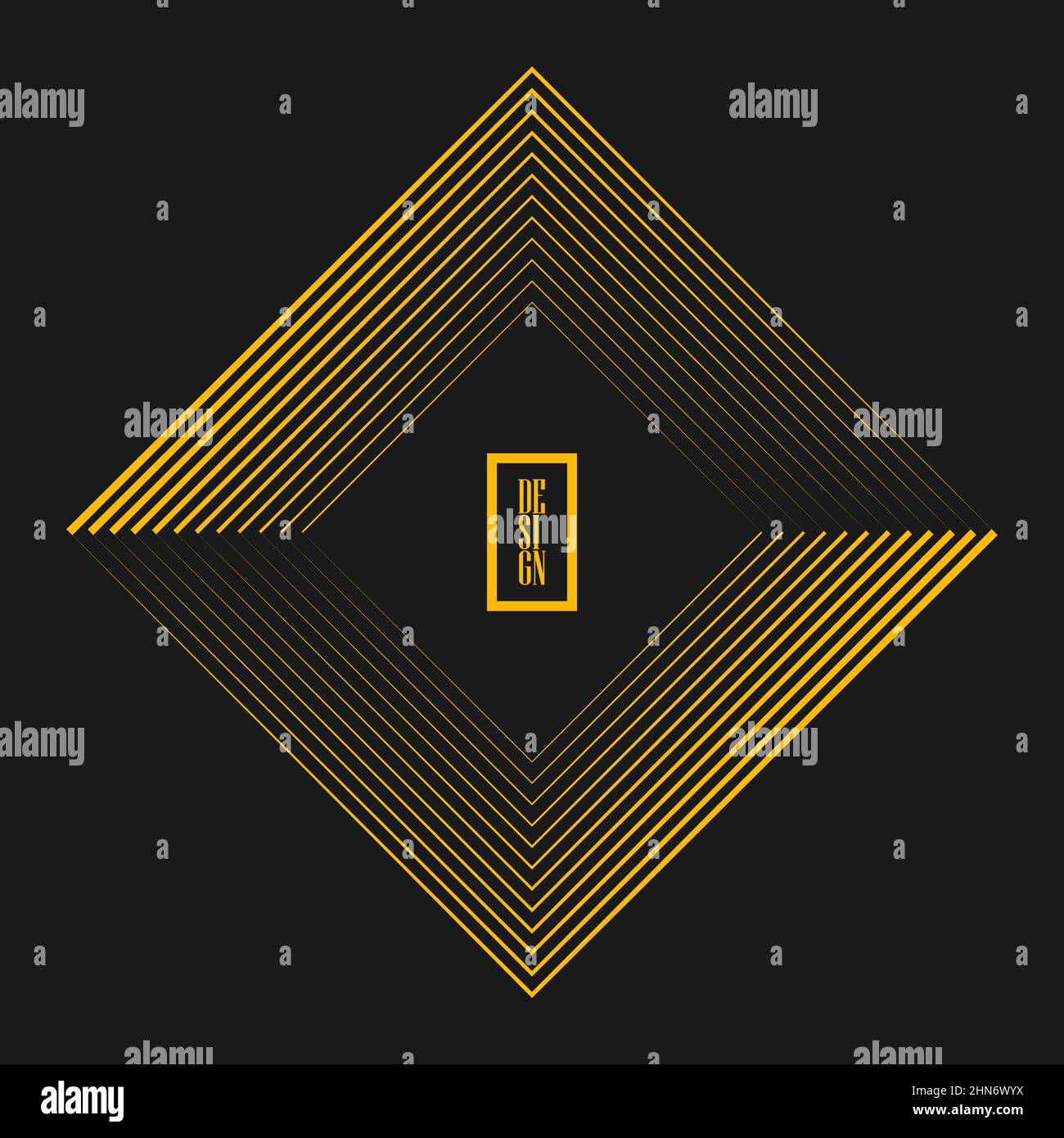 Yellow rotated stripes in square form. Geometric art. Trendy design ...