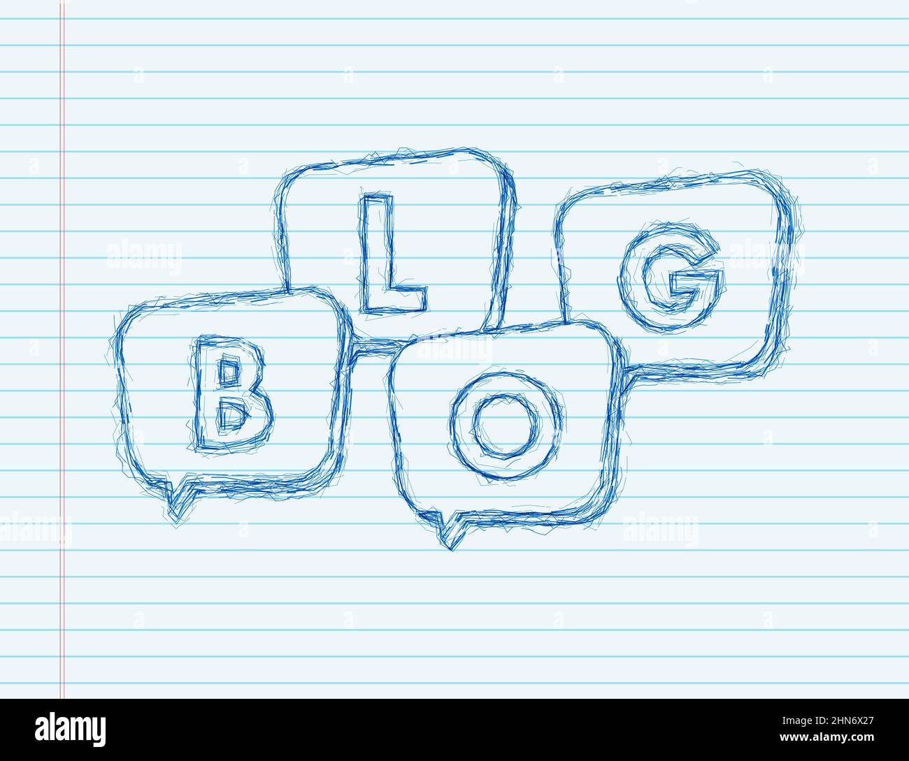 Blog sketch bubble on white background. Internet technology. Vector ...