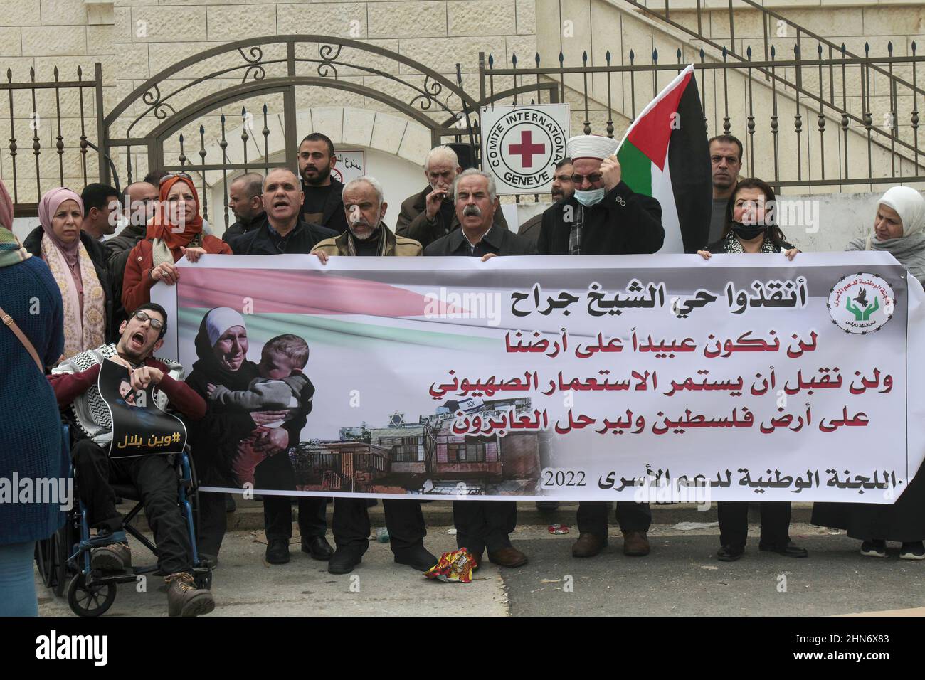 Nablus, Palestine. 14th Feb, 2022. A Palestinian man in a wheel chair ...