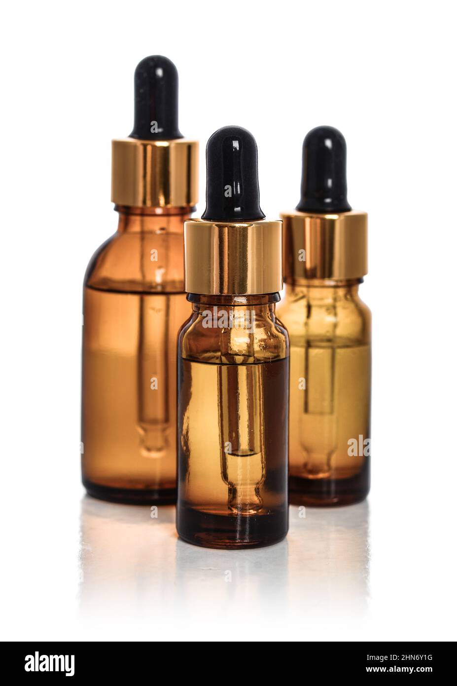 Three Dropper brown glass Bottles Mock-Up isolated on white background ...