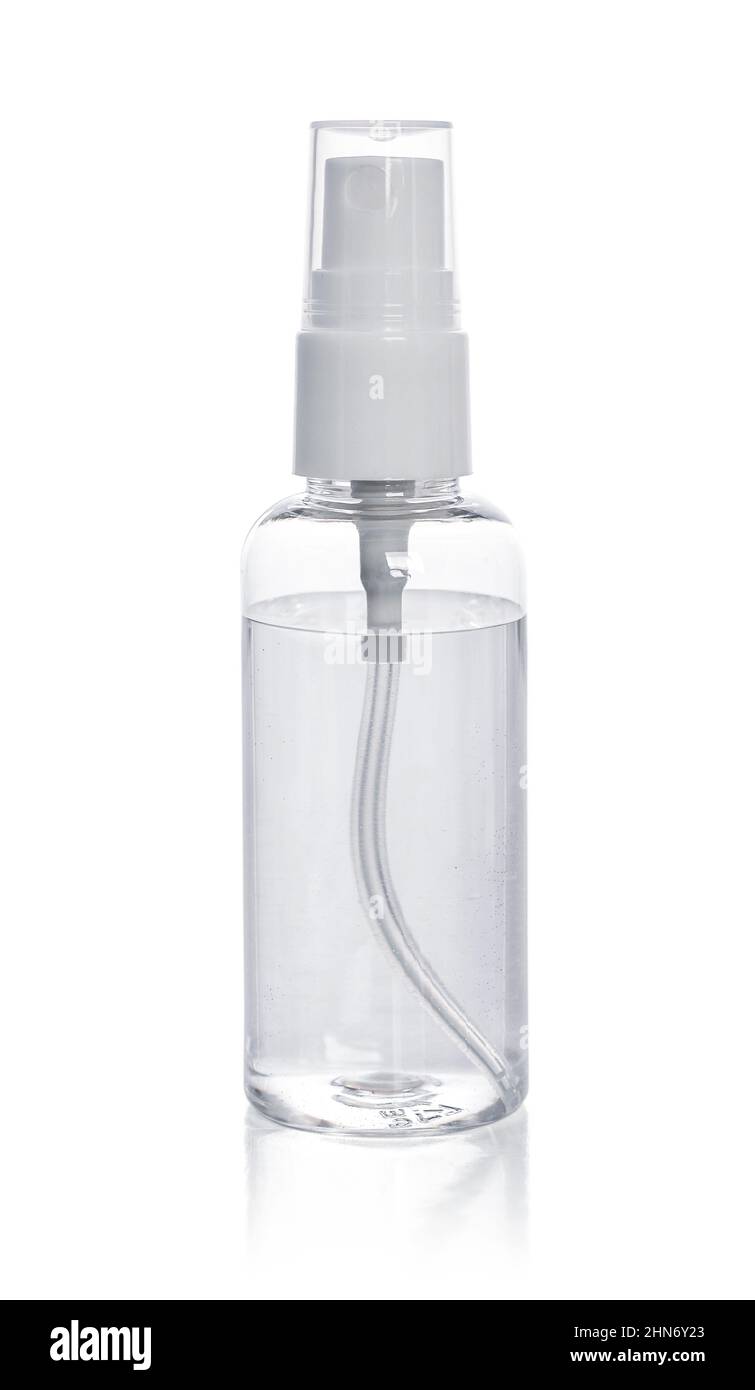 Plastic transparent spray bottle isolated on white background Stock ...
