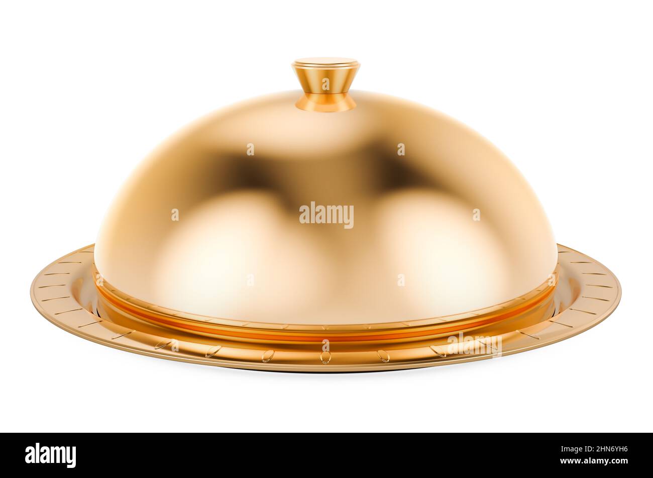 Golden Restaurant Cloche, 3D rendering isolated on white background ...