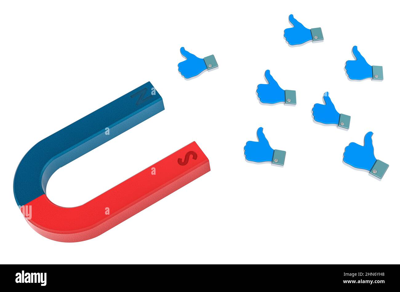 A magnet attracts likes. Social media and influencer marketing concept ...