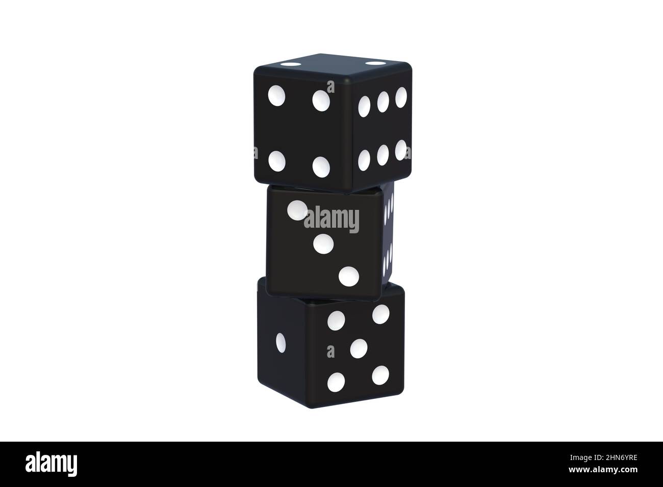 Heap of black dice isolated on white background. 3d render Stock Photo ...