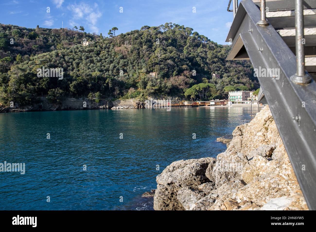 Italy, Portofino - in the locality of Paraggi, the beautiful cove with ...