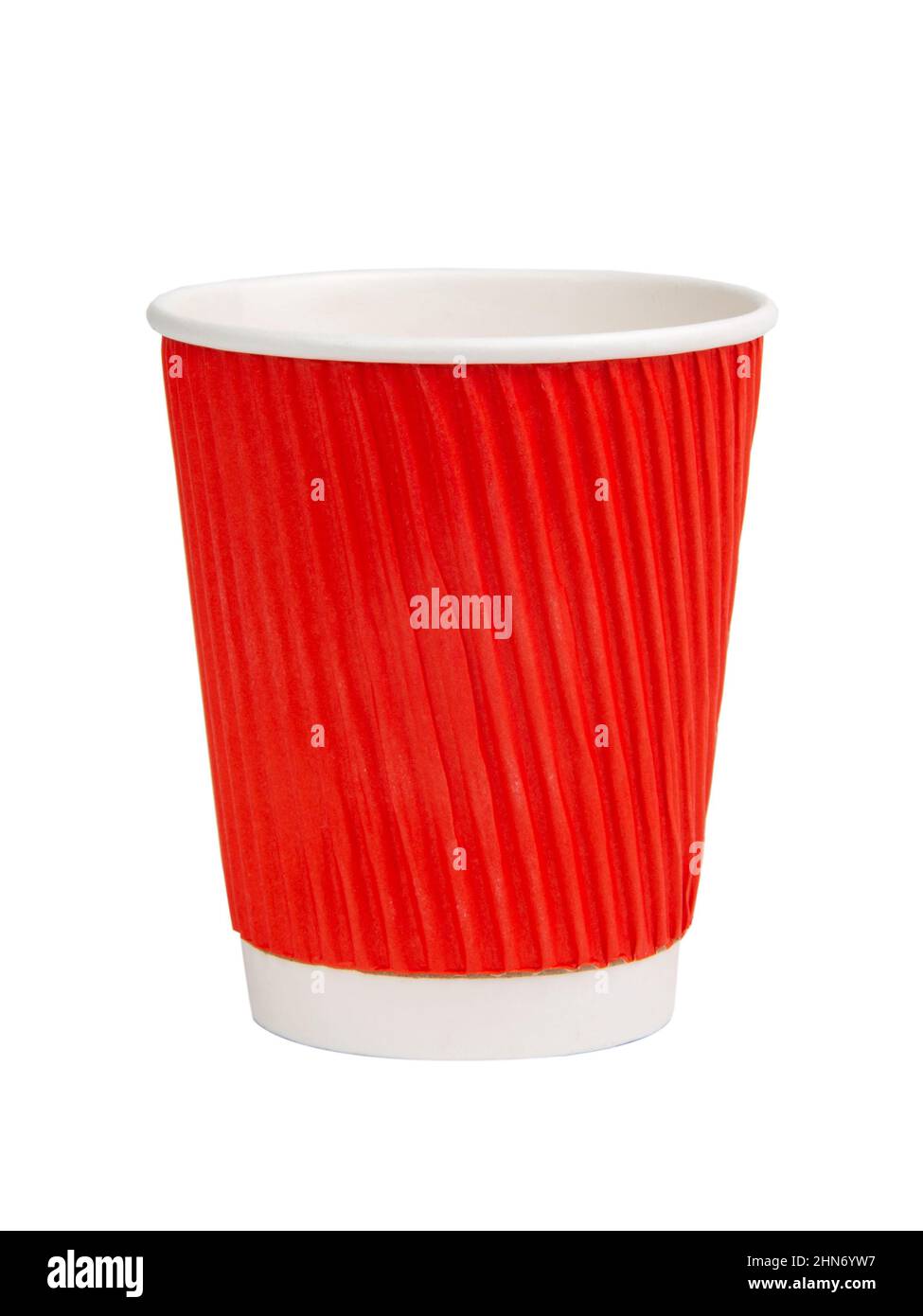 Red paper corrugated cup for coffee isolated on the white background ...