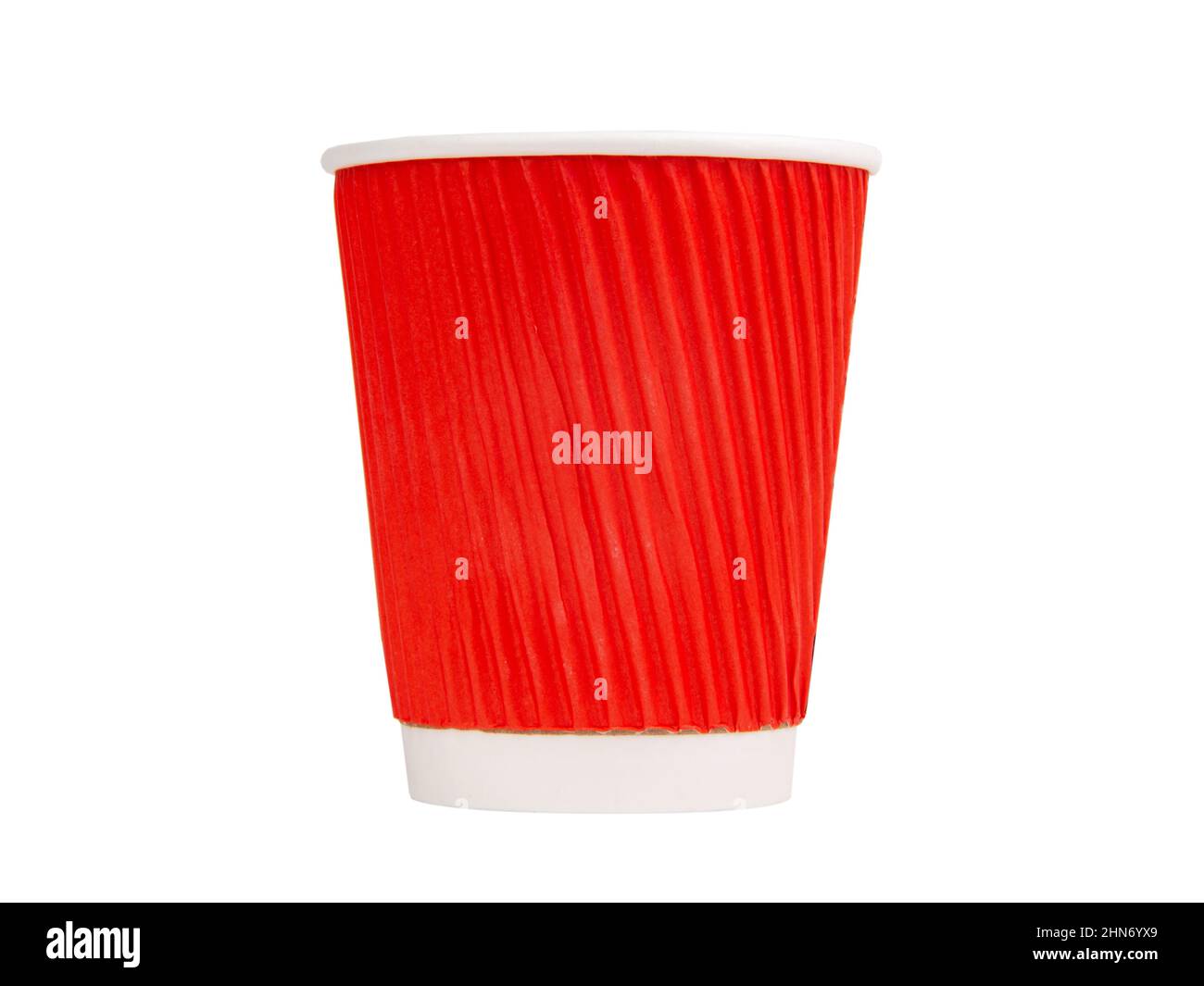 Red paper corrugated cup for coffee isolated on the white background ...