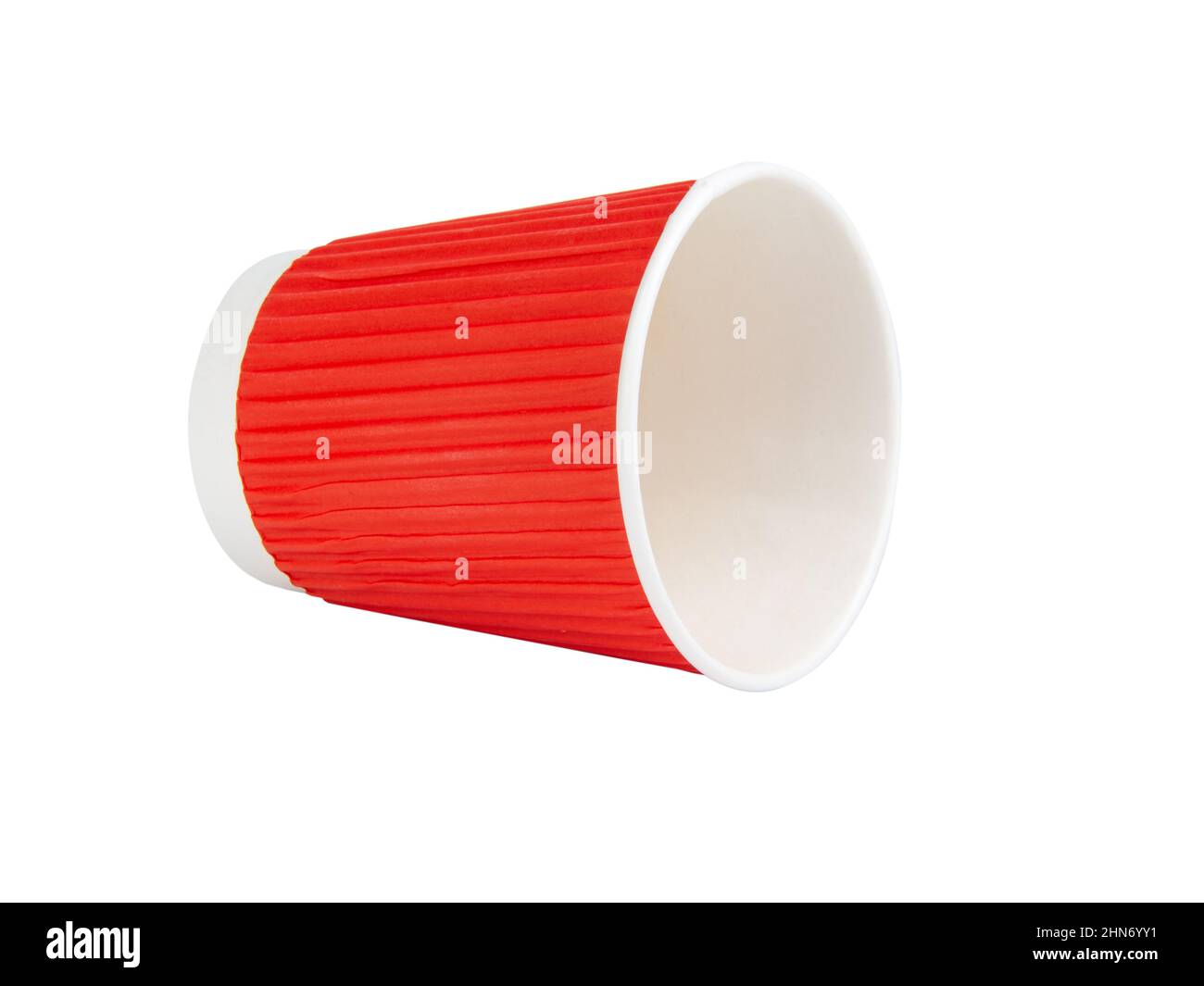 Red paper corrugated cup for coffee isolated on the white background ...