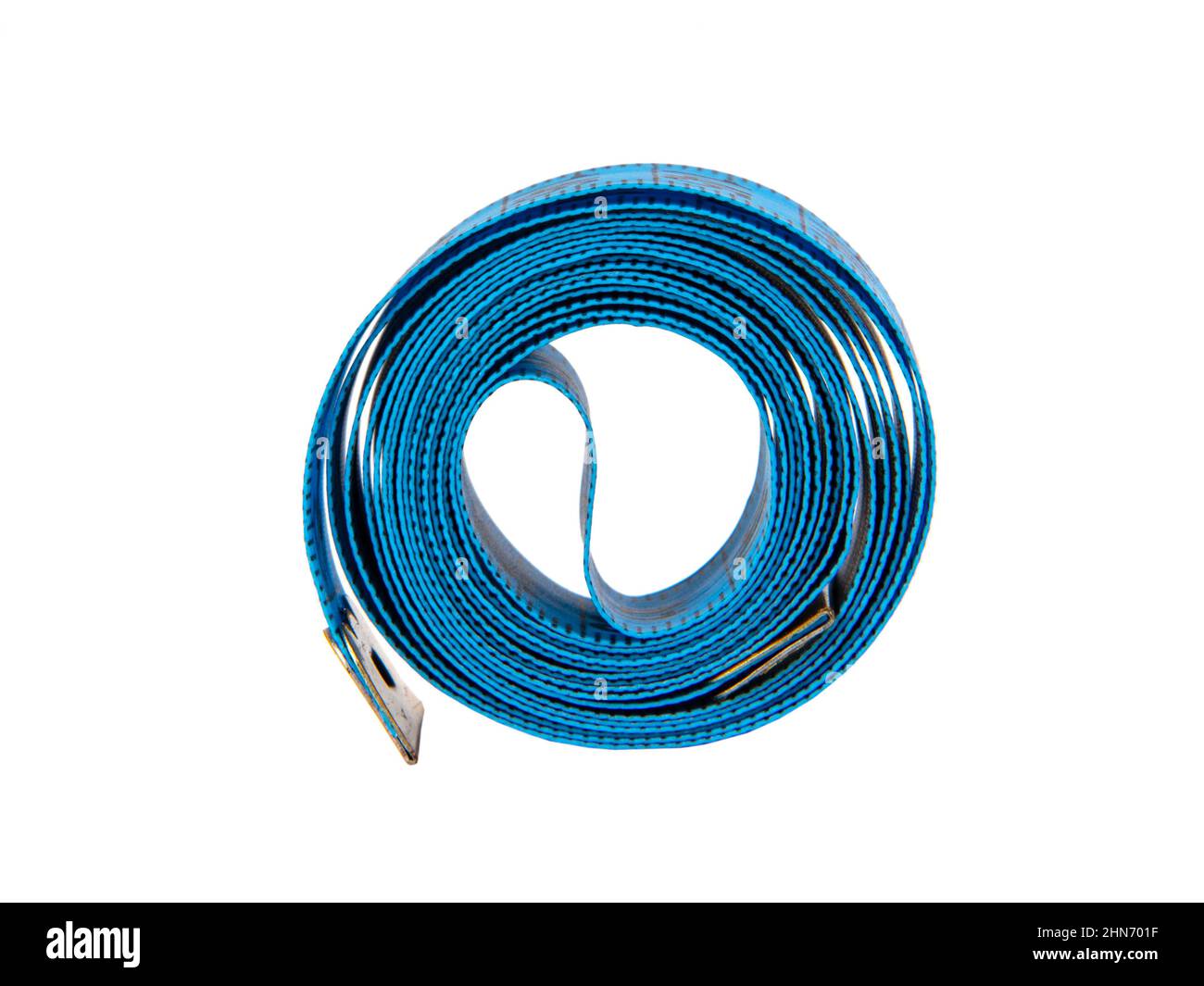 Blue tape measure isolated on the white background Stock Photo - Alamy