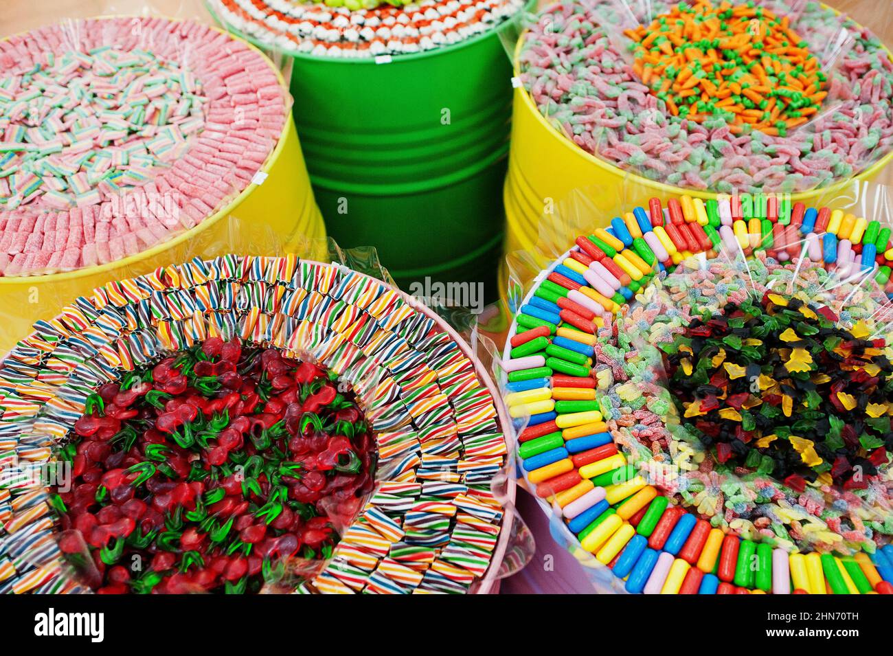 Barrels with sweets in candy shop Stock Photo - Alamy