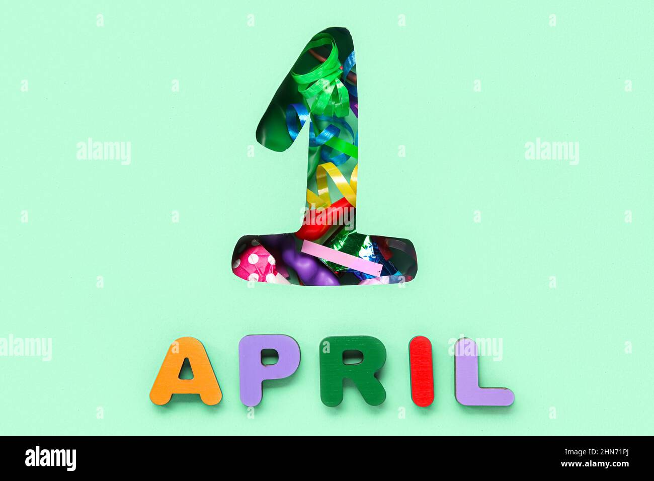 Composition with date of April Fools Day on color background Stock ...