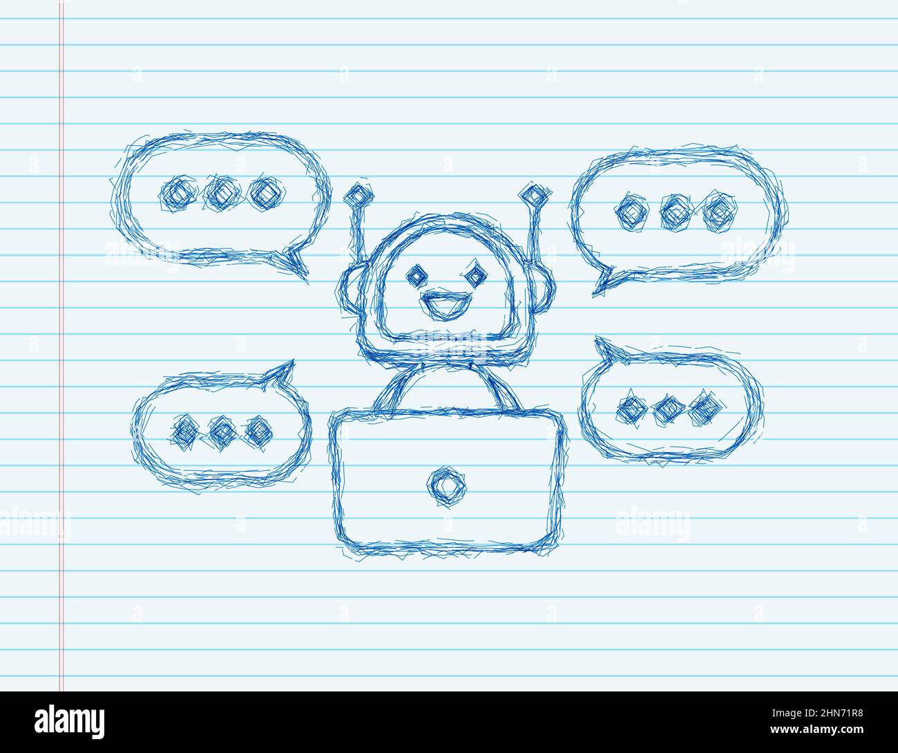 Robot sketch icon. Bot sign design. Chatbot symbol concept. Voice ...