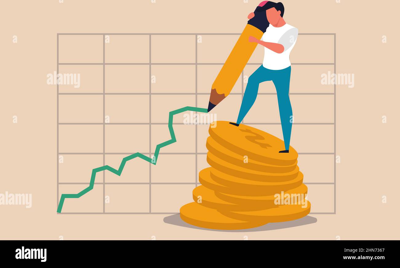 Price growth yield and stock market rising high. Business dynamic chart ...