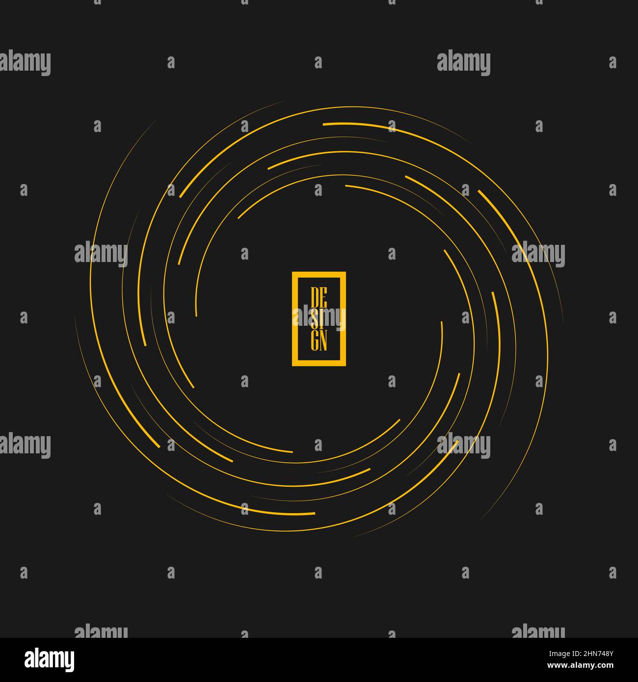 Yellow curvy speed lines in vortex form. Vector illustration. Gray ...