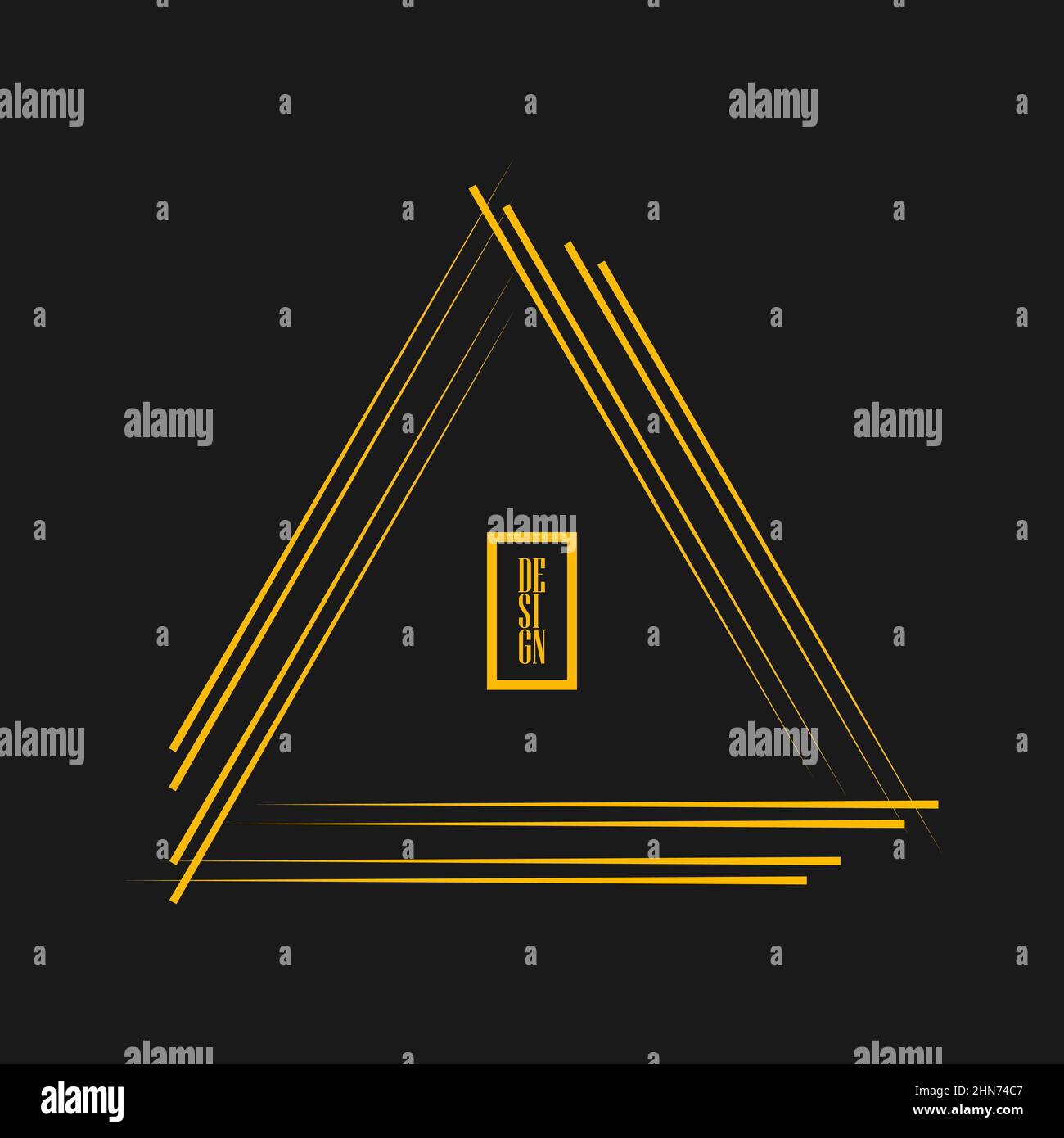 Yellow speed lines in triangle frame form. Geometric art. Trendy design ...