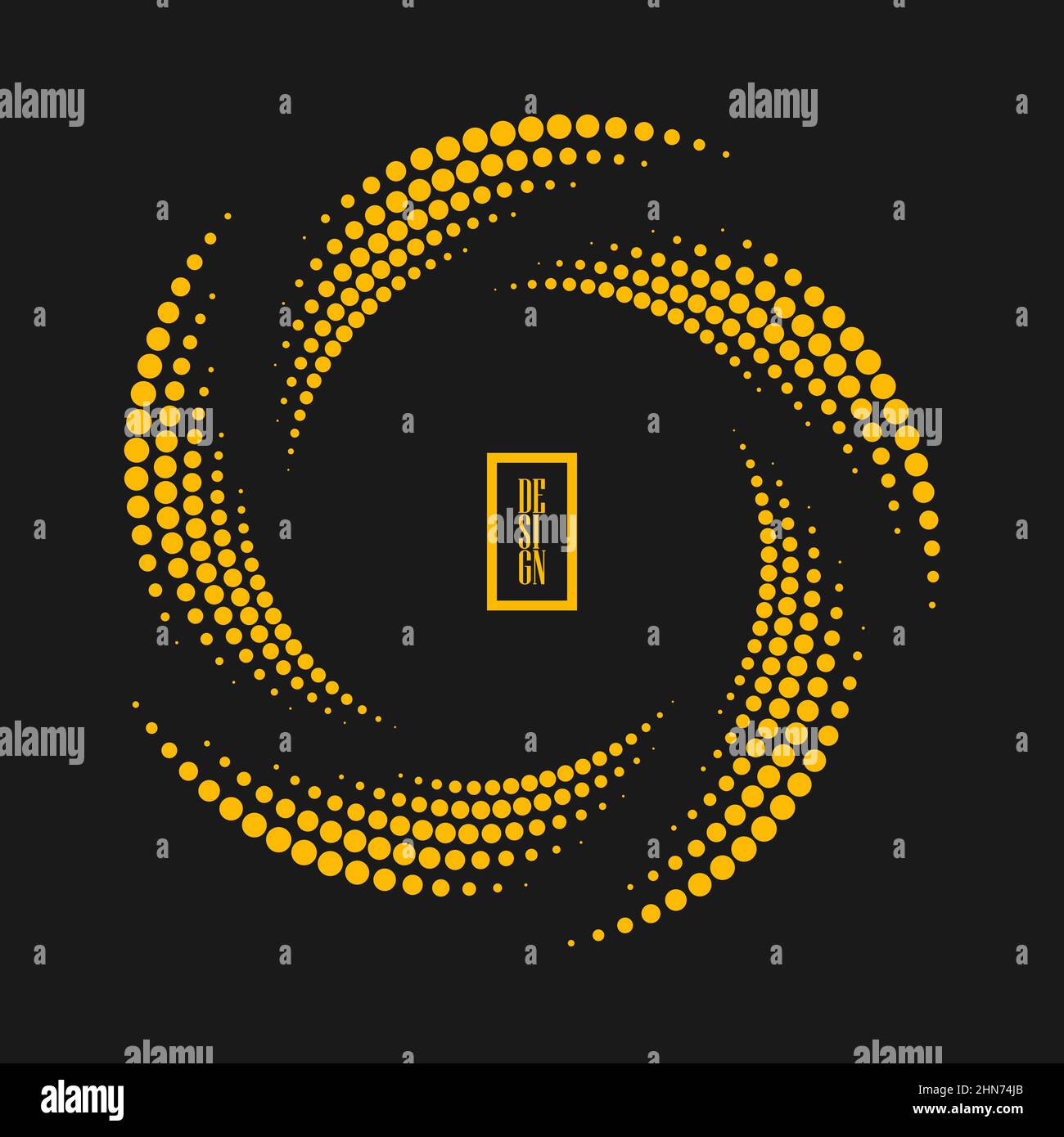 Yellow halftone dotted stripes in round form. Geometric art. Design ...