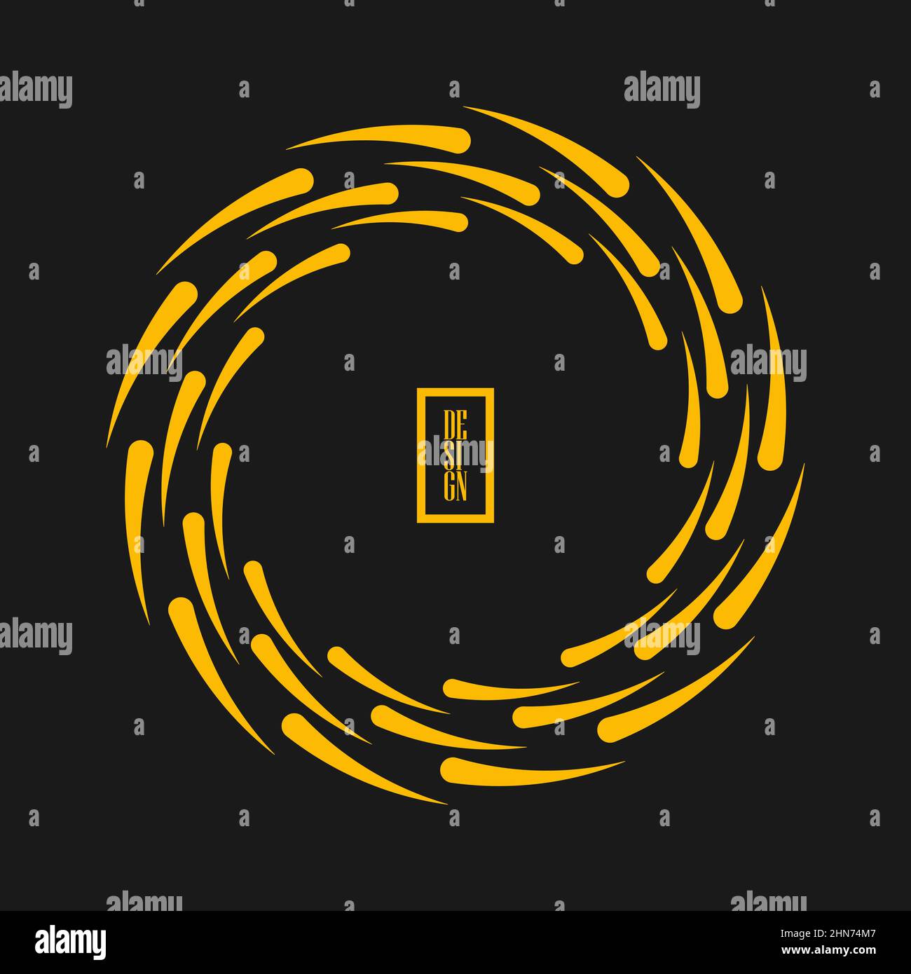 Round abstract yellow speed lines. Vector illustration. Gray background ...