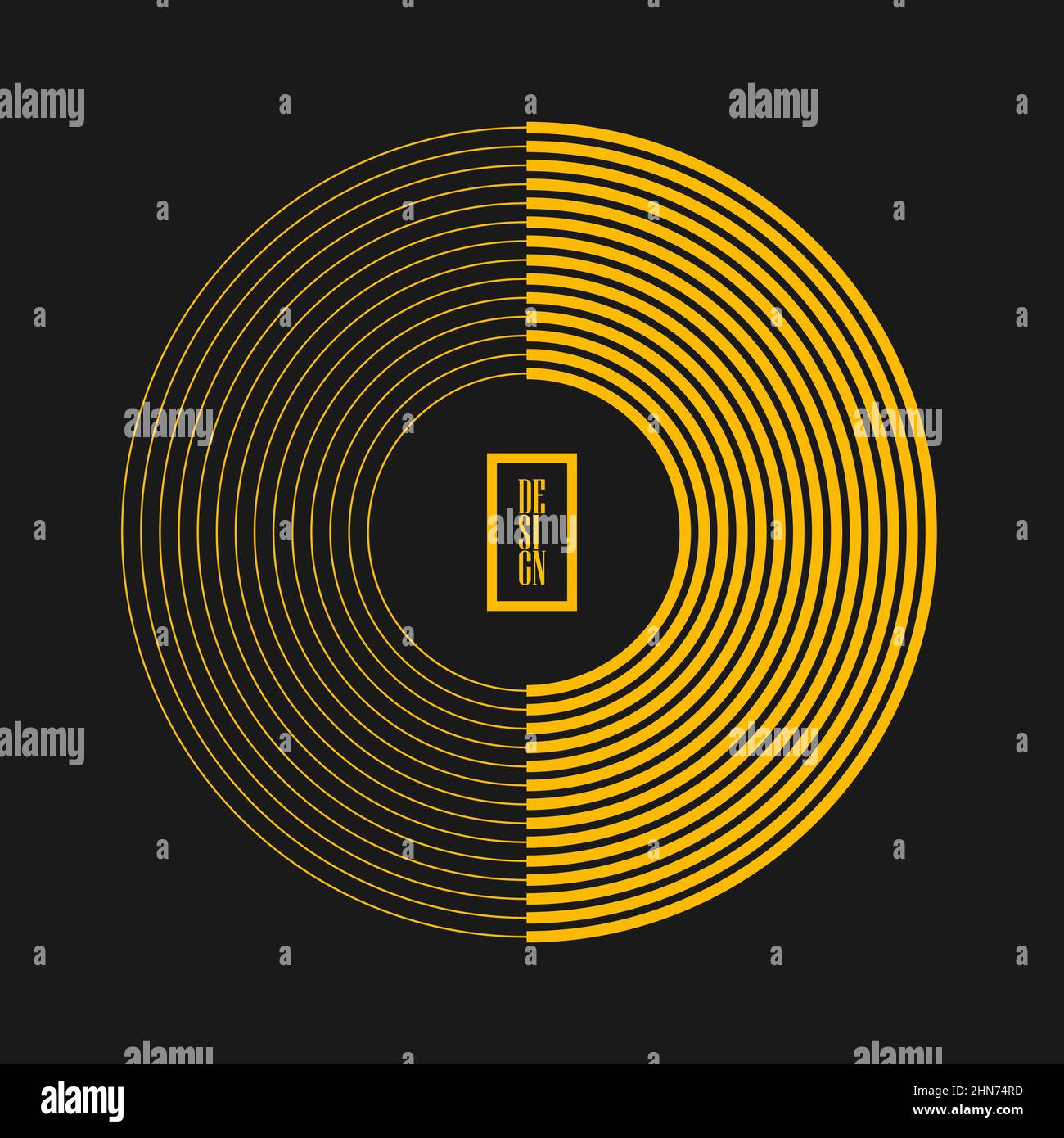 Yellow radial concentric abstract curved stripes. Vector illustration ...