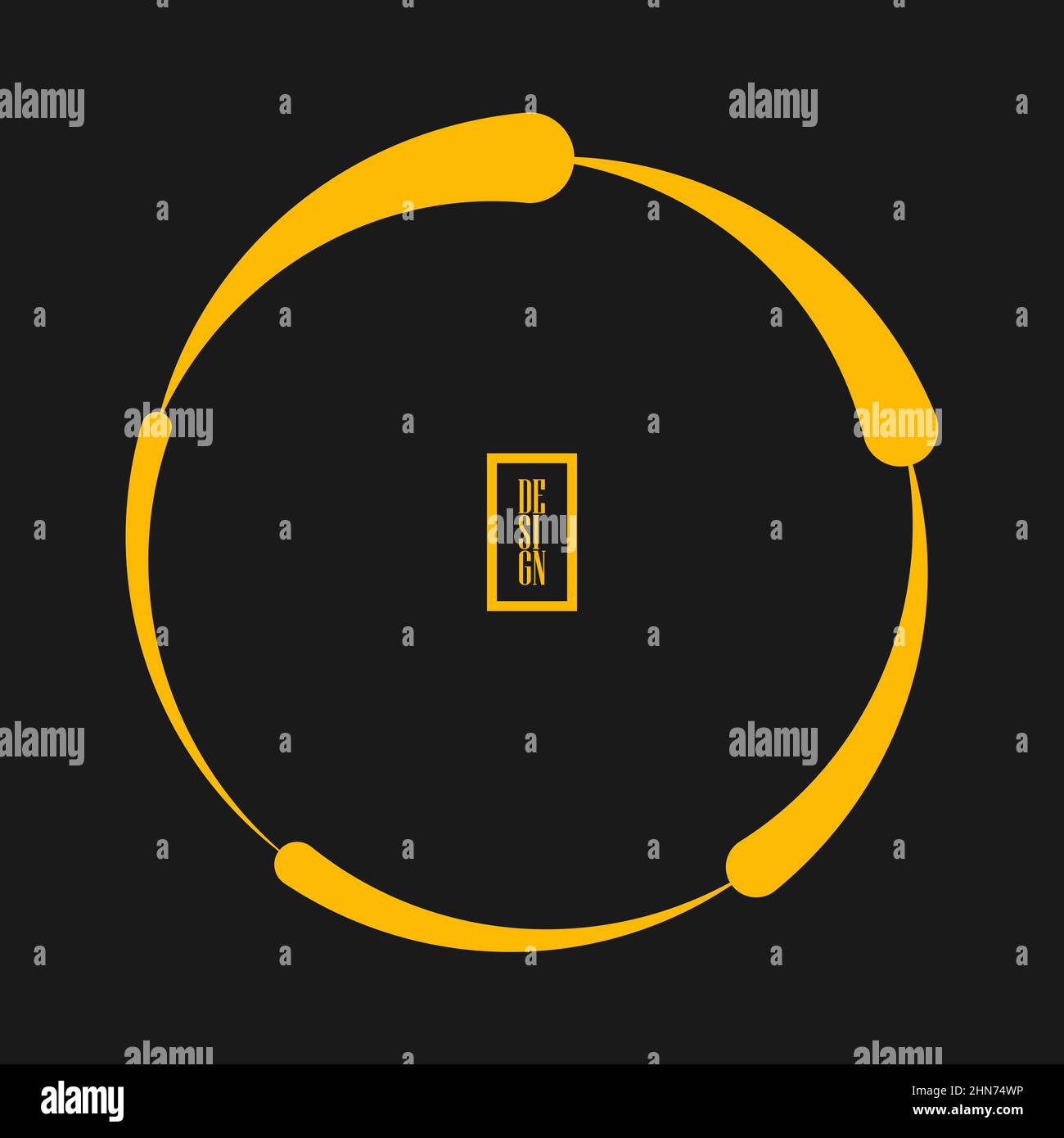 Round abstract yellow shape. Vector illustration. Gray background ...