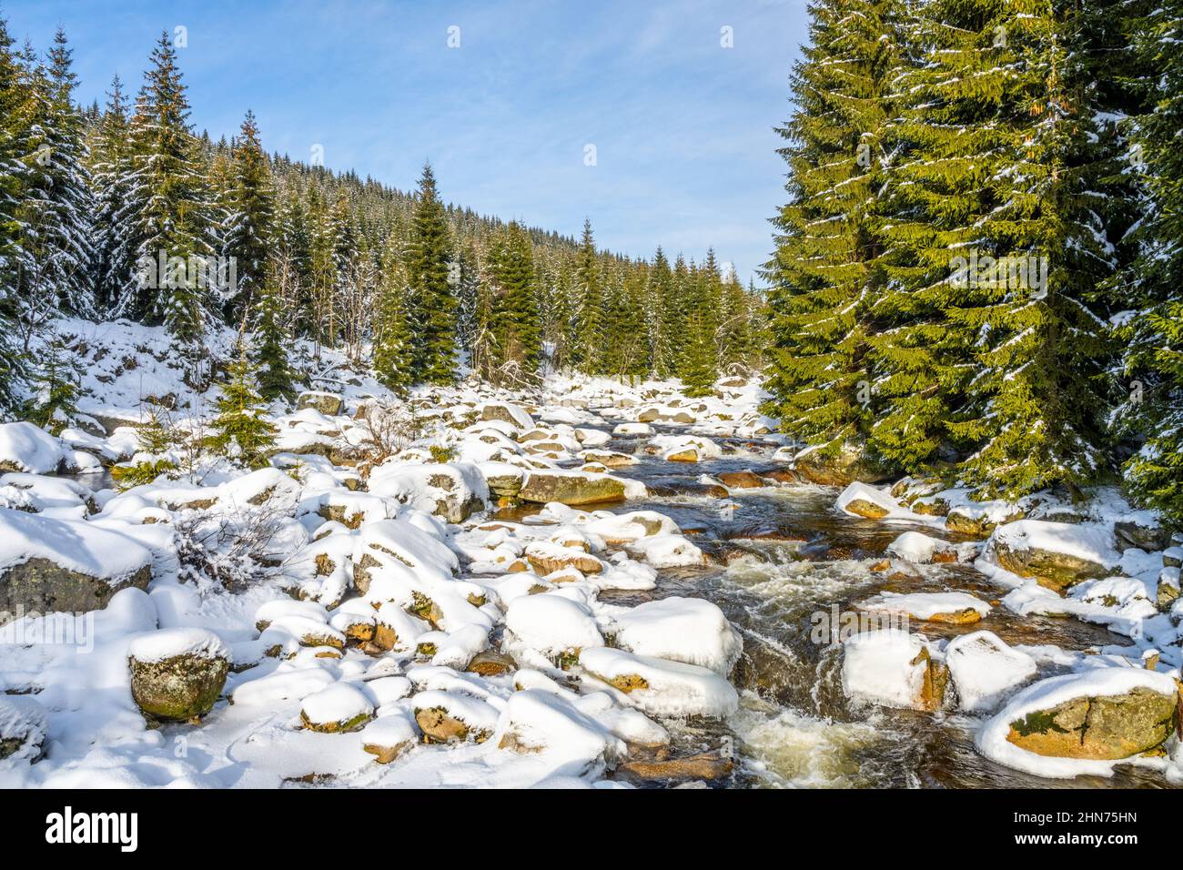 Jizera river in winter time Stock Photo - Alamy