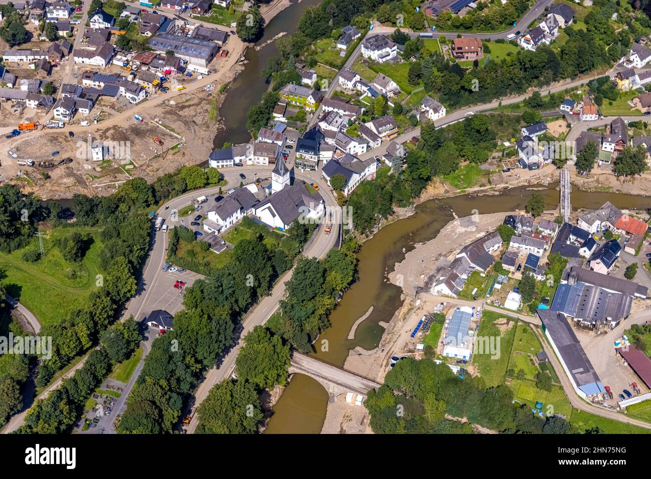 Flooded area with river ahr and bridge damage in schuld hi-res stock ...