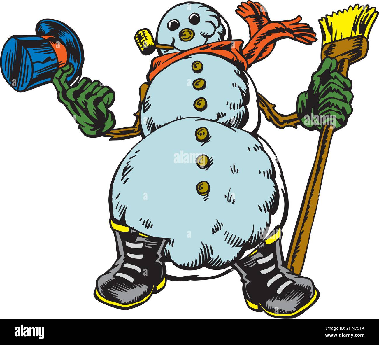 Snow Man Standing Vector Illustration Stock Vector Image & Art - Alamy