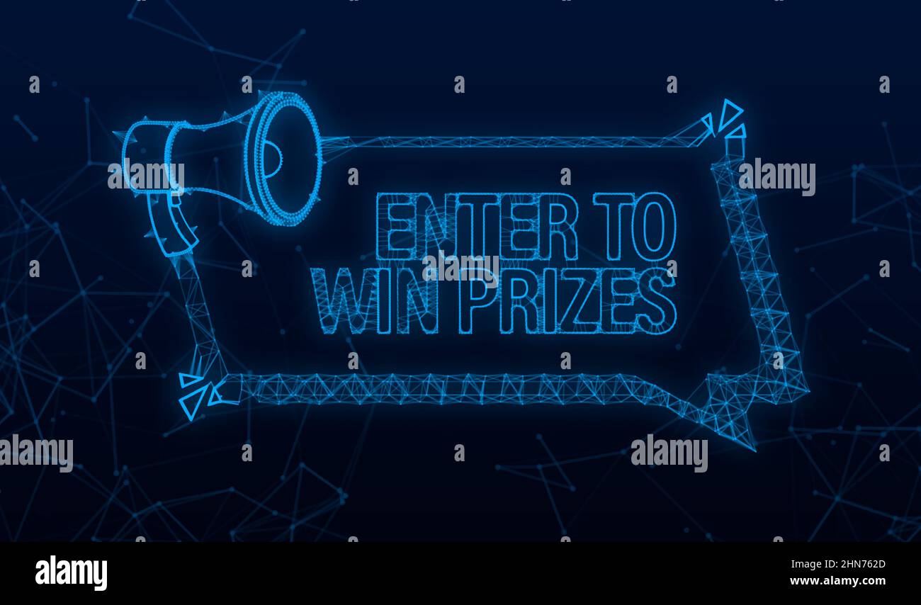 Megaphone banner, business concept with text Enter to win prizes ...
