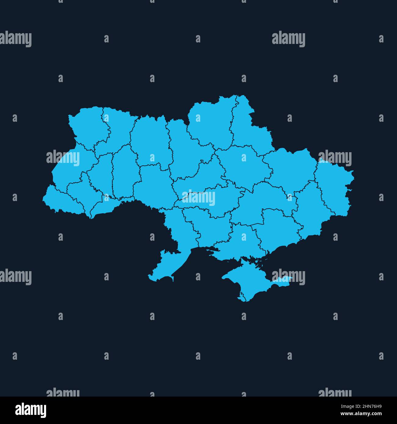 Blue ukrainian map with regions . concept of land, education, trip ...