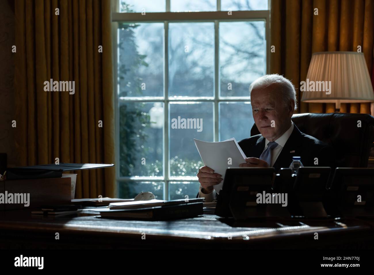 President joe Biden at work in the Oval Office of the White House Stock ...