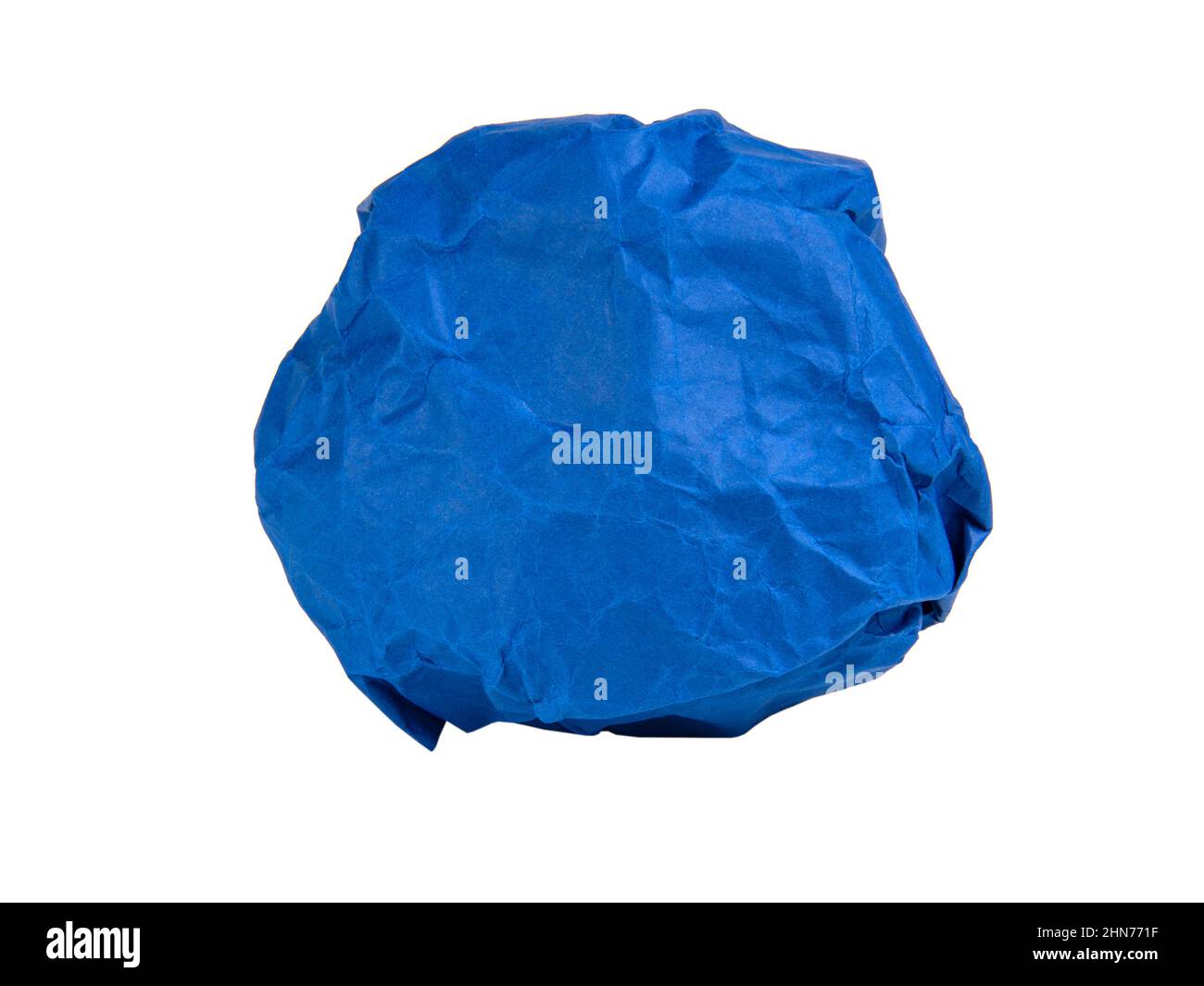 Bright crumpled paper blue color isolated on the white background Stock ...