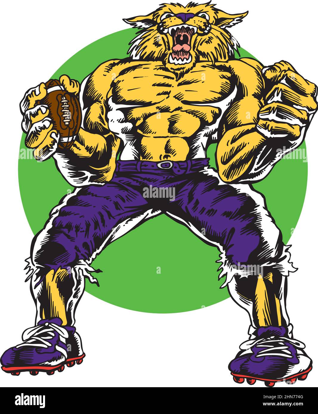 Wildcat Mascot Brute Football Vector Illustration Stock Vector Image ...