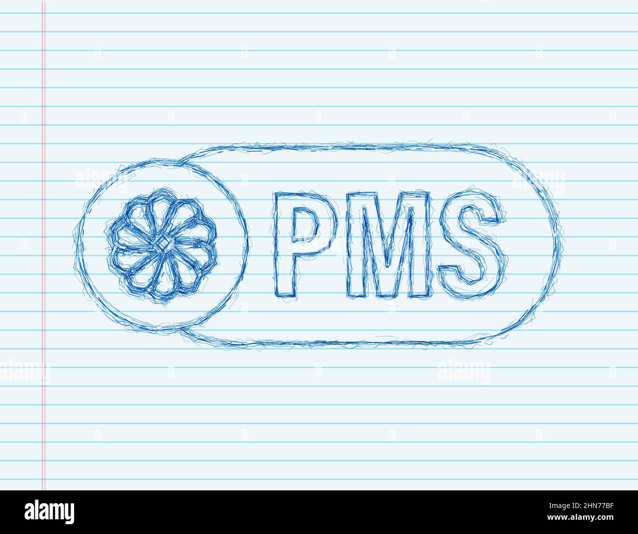 PMS sketch sign. Editable vector stroke. Vector illustration. Calendar ...