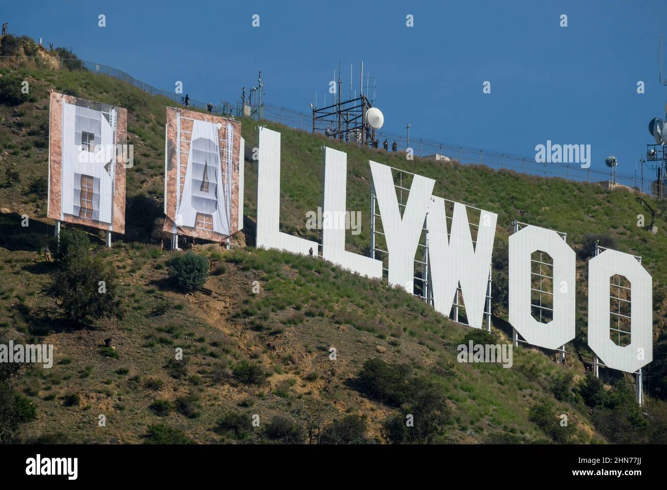 Los Angeles, California, USA. 14th Feb, 2022. Banners to read ''Rams ...