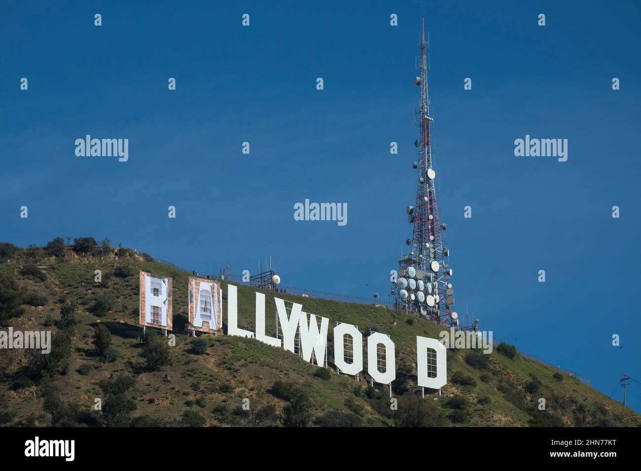 Los Angeles, California, USA. 14th Feb, 2022. Banners to read ''Rams ...