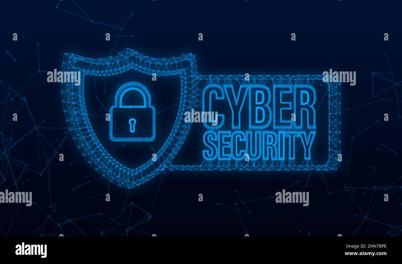 Cyber security vector Plexus with shield and check mark. Security shield concept. Internet ...