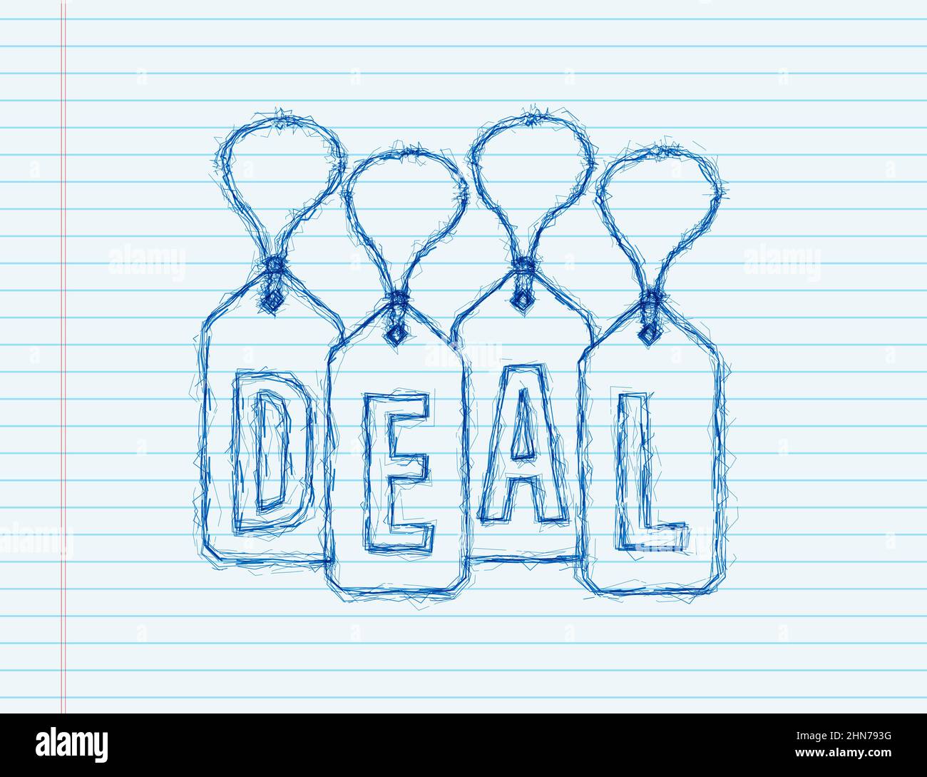 Deal Hangtags sale sketch sign. Vector stock illustration Stock Vector ...