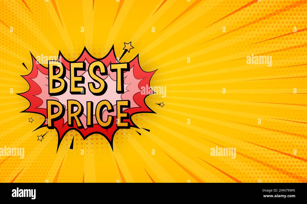 Comic speech bubbles with text Best price. Symbol, sticker tag, special ...