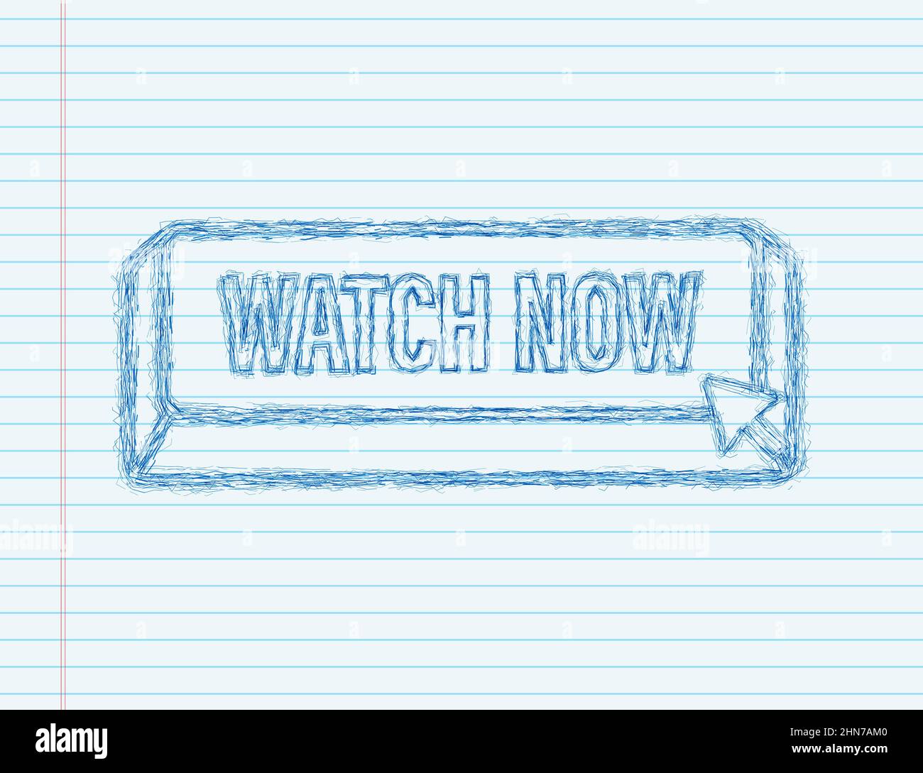 Watch now button in sketch style on white background. Isolated vector ...