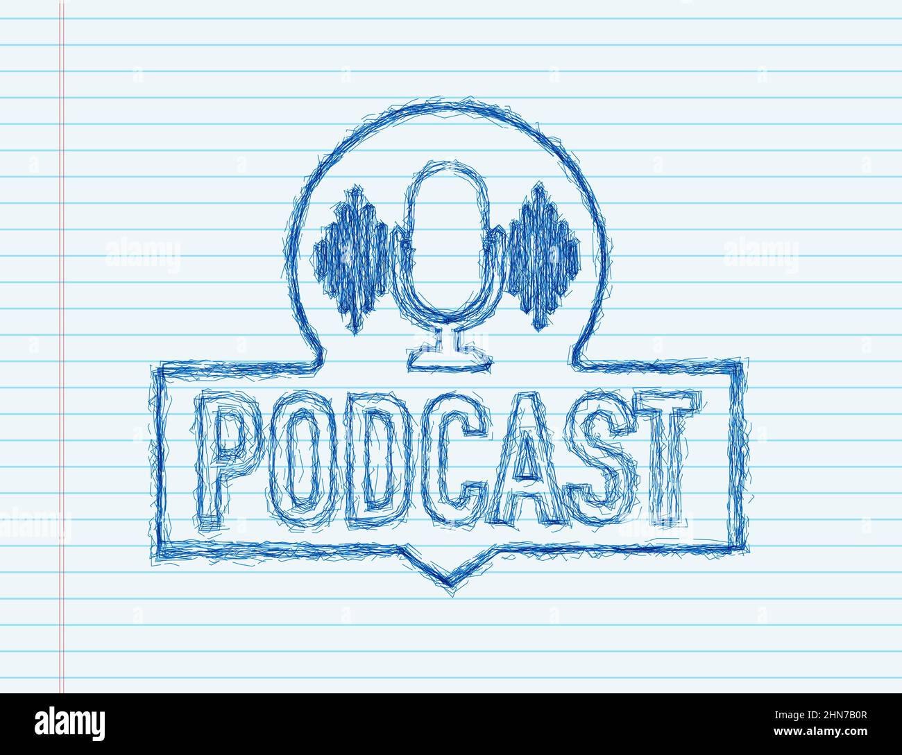 Podcast sketch icon. Badge, icon, stamp, logo. Neon icon. Vector stock ...
