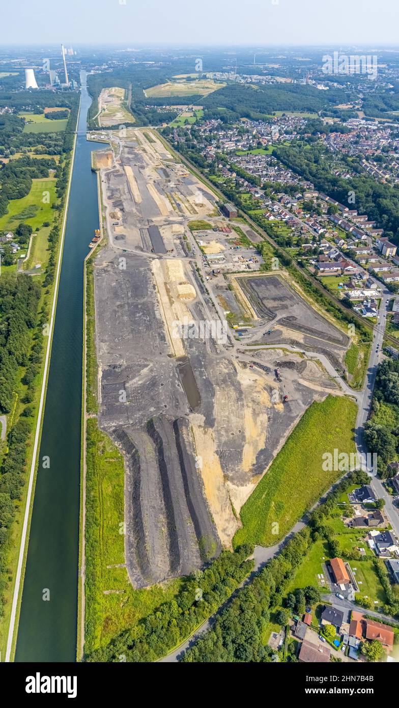 Aerial view, construction site for planned city quarter Wasserstadt ...