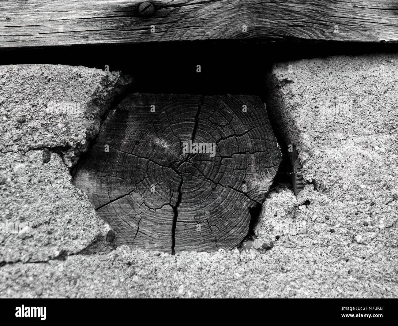 pattern of brick stone wall and log of wood Stock Photo - Alamy